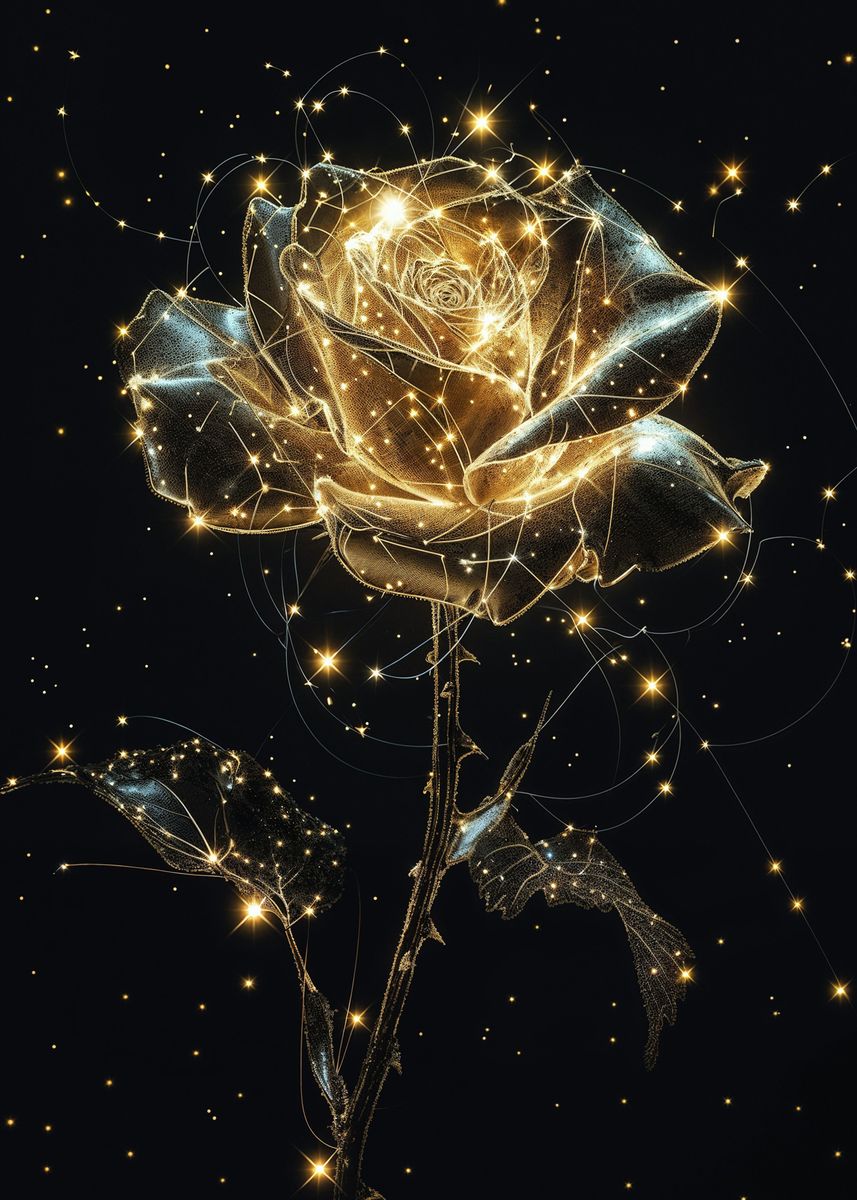 'rose flower neon' Poster, picture, metal print, paint by Ancient Man ...