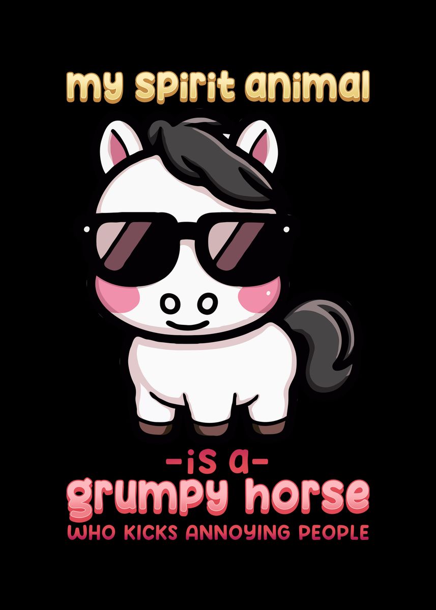 'Grumpy Horse' Poster, picture, metal print, paint by biNutz | Displate