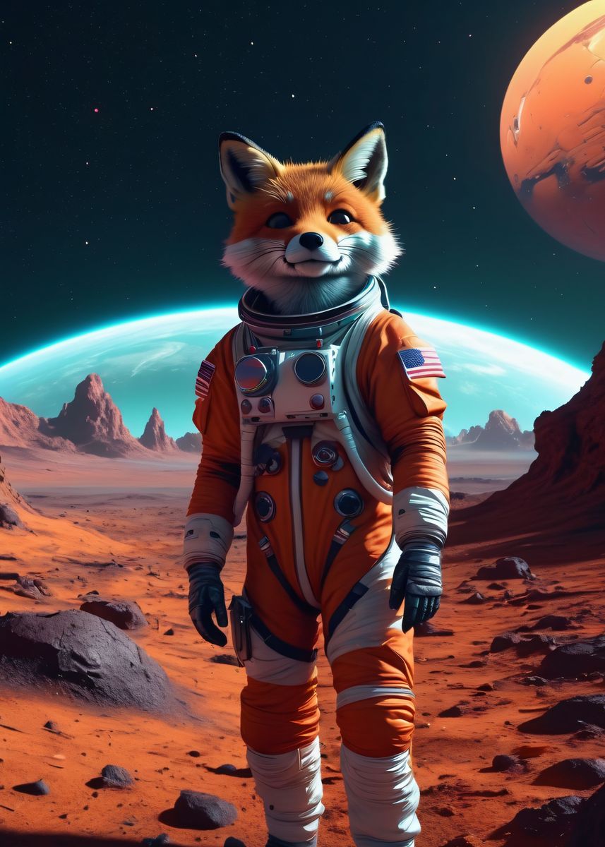 'Galactic Fox Explorer' Poster, picture, metal print, paint by KingTail ...