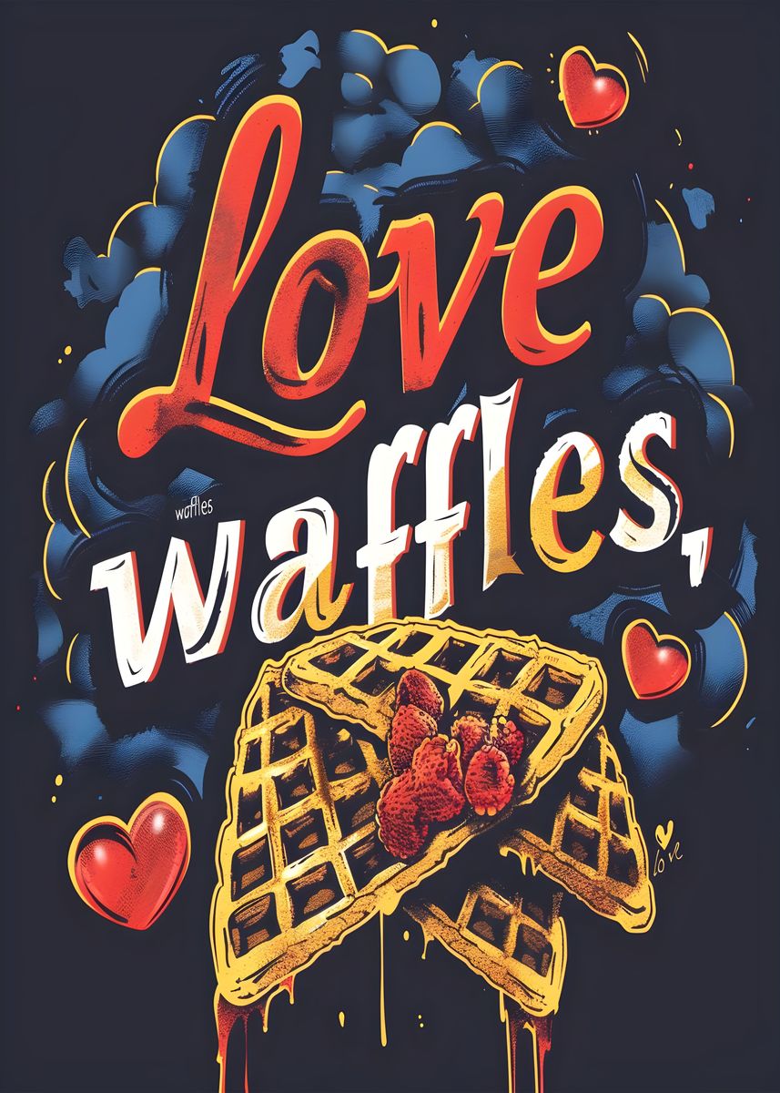 'Love waffles Text Art' Poster, picture, metal print, paint by REESE ...