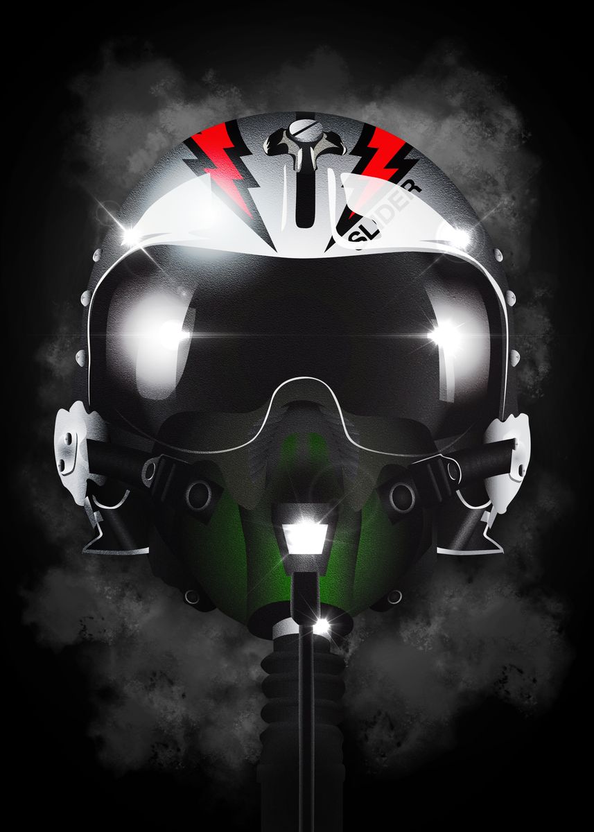 'Slider Helmet' Poster, picture, metal print, paint by Top Gun | Displate