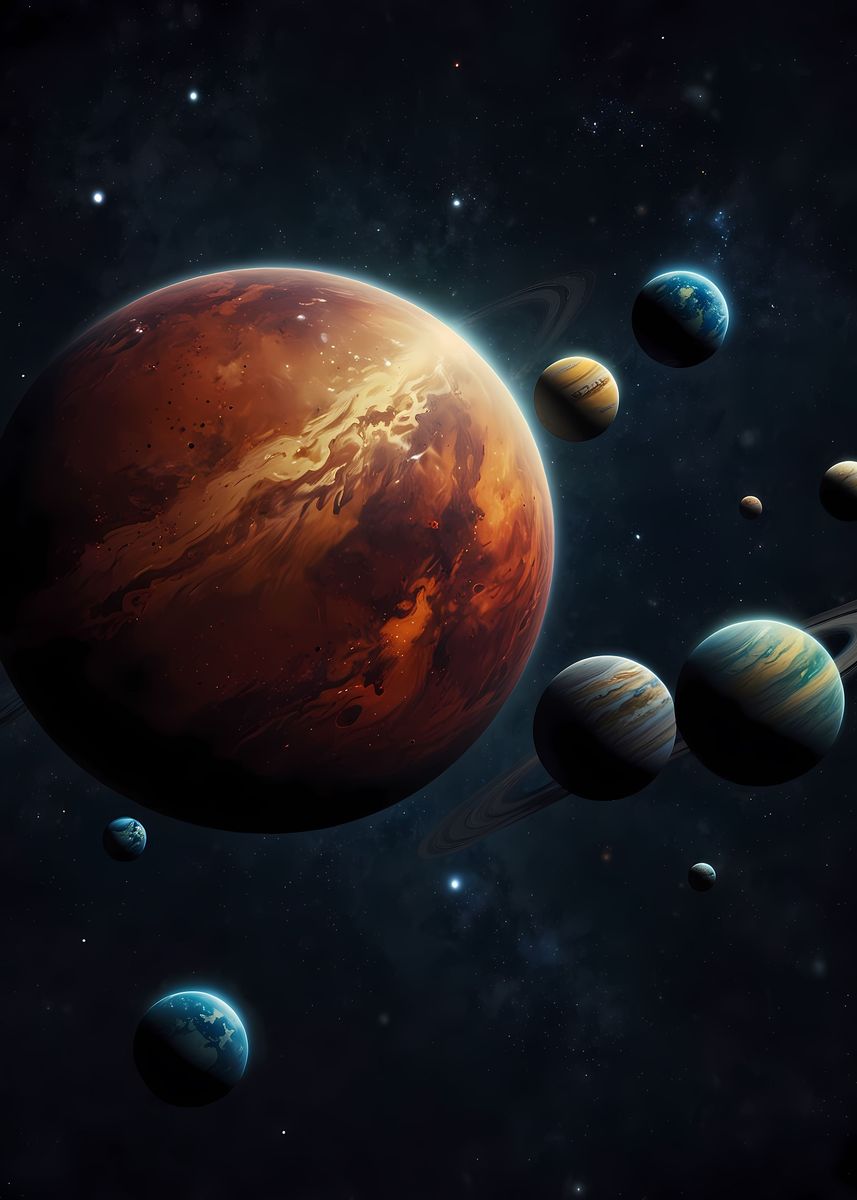 ' Planets and Galaxies' Poster, picture, metal print, paint by Shamoon ...