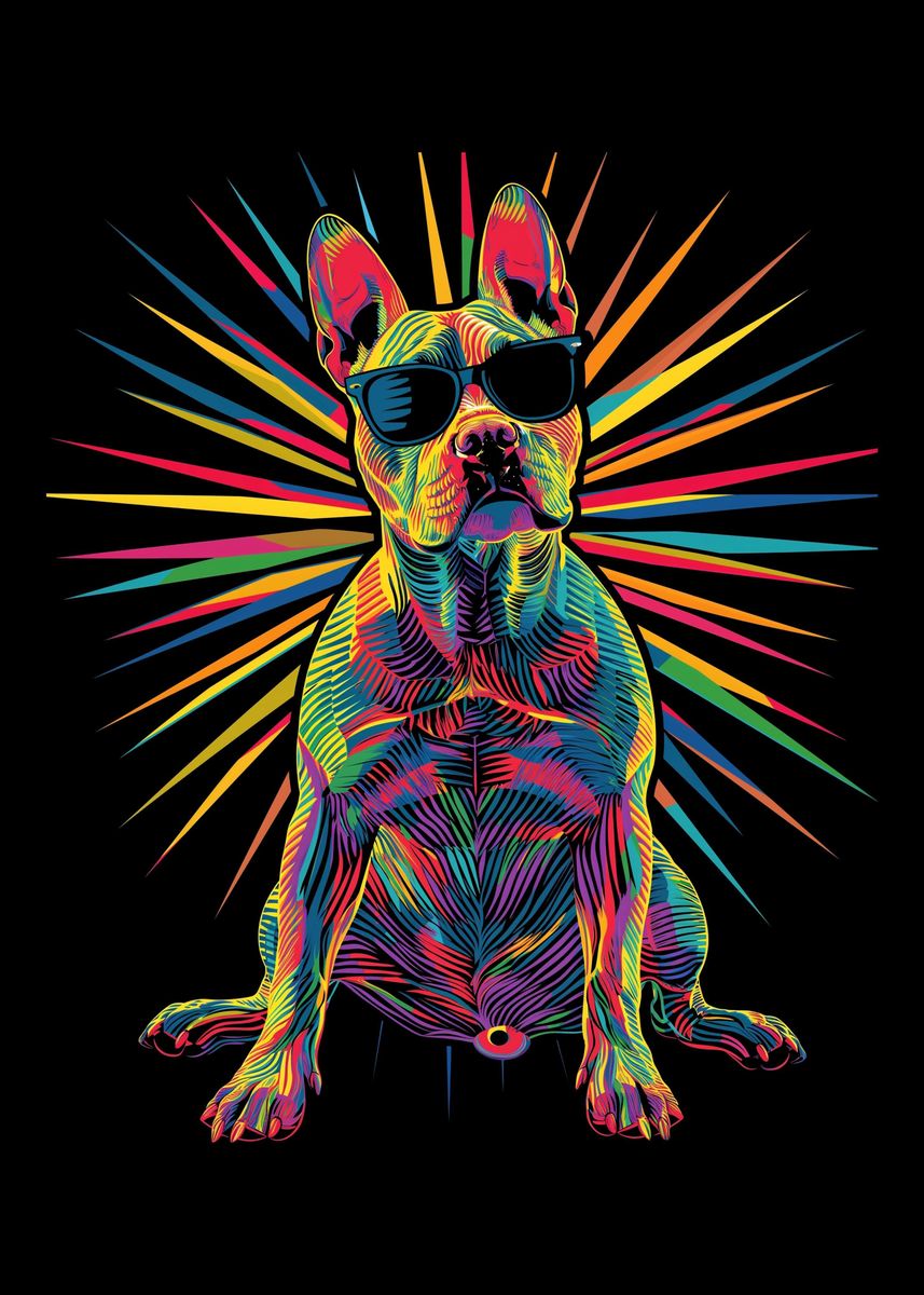 'American Bull Terrier Dog' Poster, picture, metal print, paint by AestheticAlex | Displate
