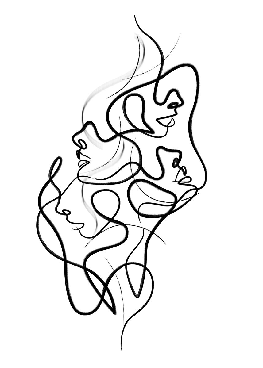'Sexy Pose Women Line Art' Poster, picture, metal print, paint by ...