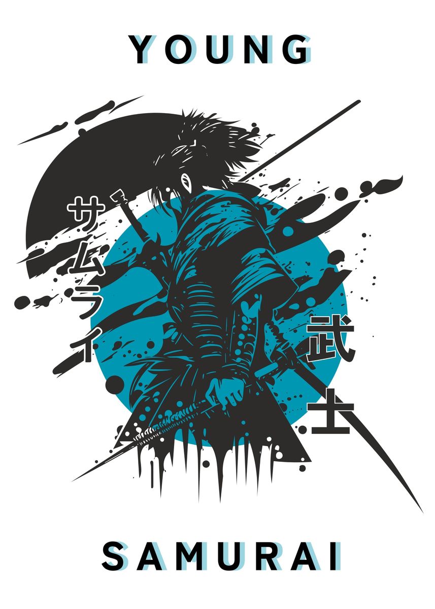 'Young Samurai Blue' Poster, picture, metal print, paint by Kuroneko ...