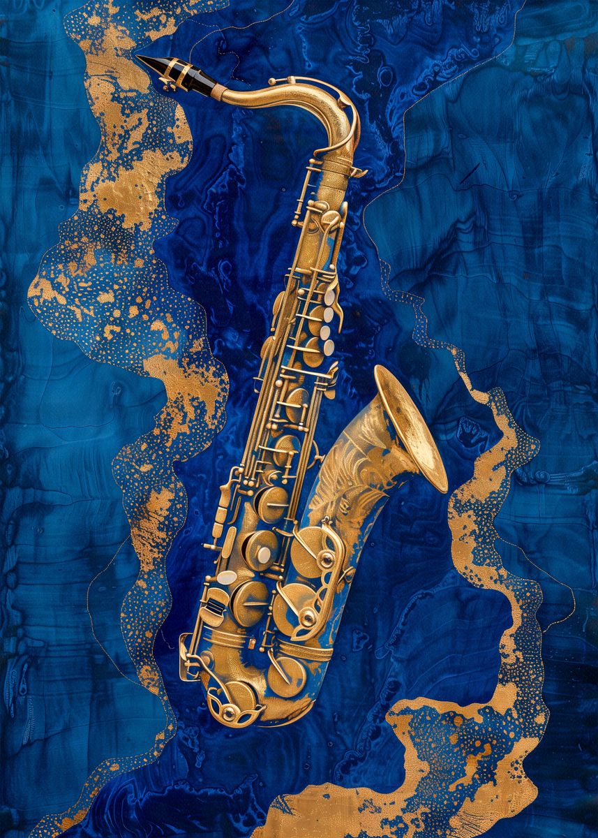 'Golden Saxophone' Poster, picture, metal print, paint by The creative ...