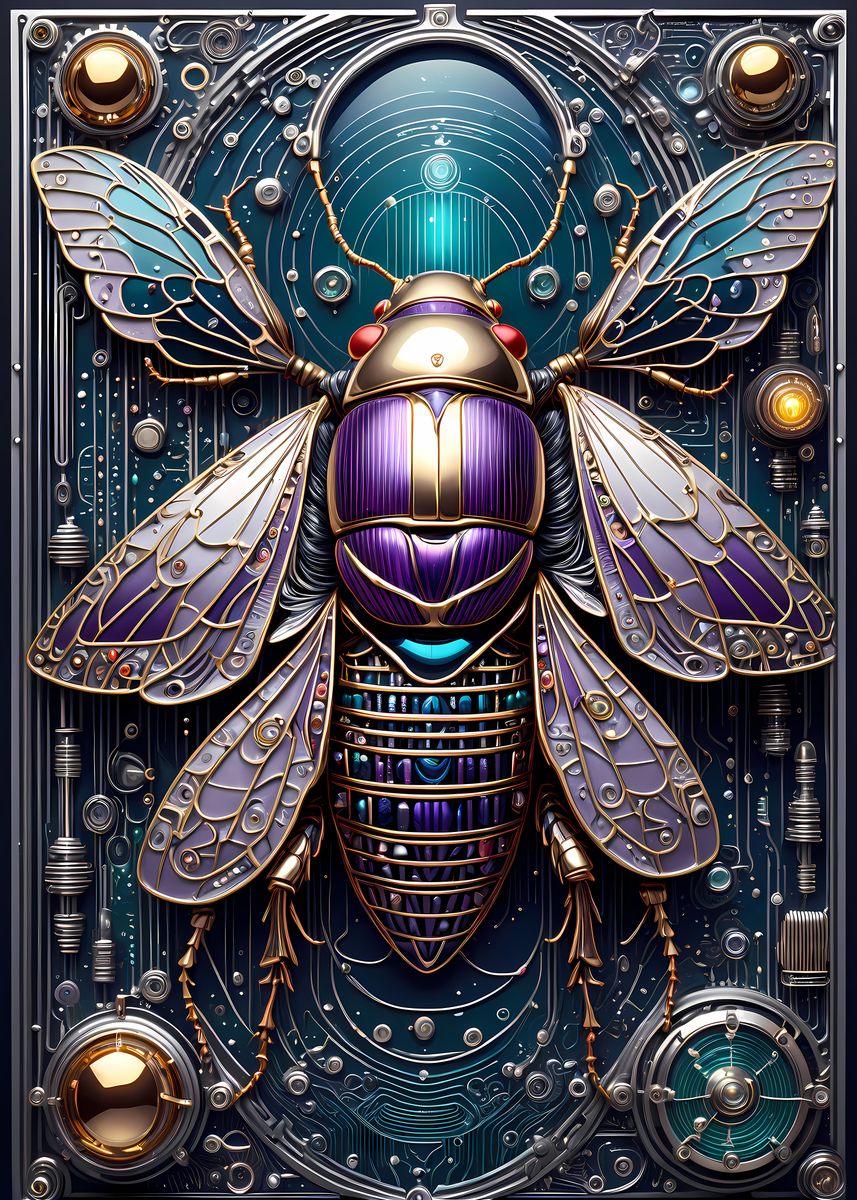 'Ethereal Steampunk Cicada' Poster, picture, metal print, paint by ...
