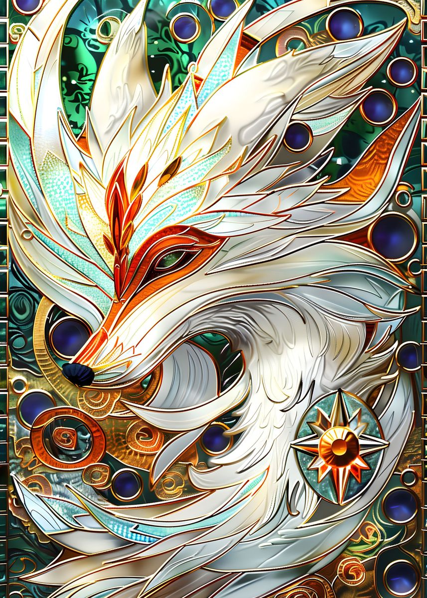 'Nine Tailed Fox Kitsune' Poster, picture, metal print, paint by ...