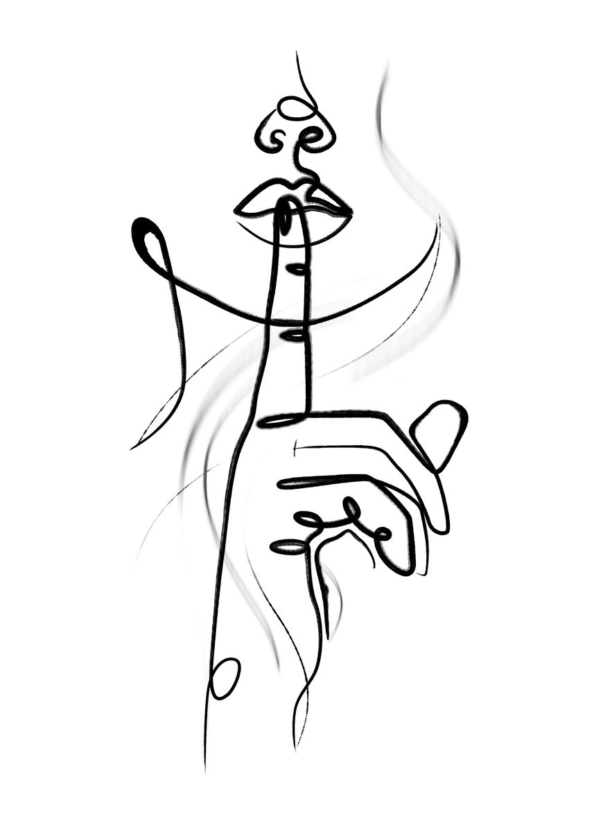 'Sexy Woman Line Art' Poster, picture, metal print, paint by ...