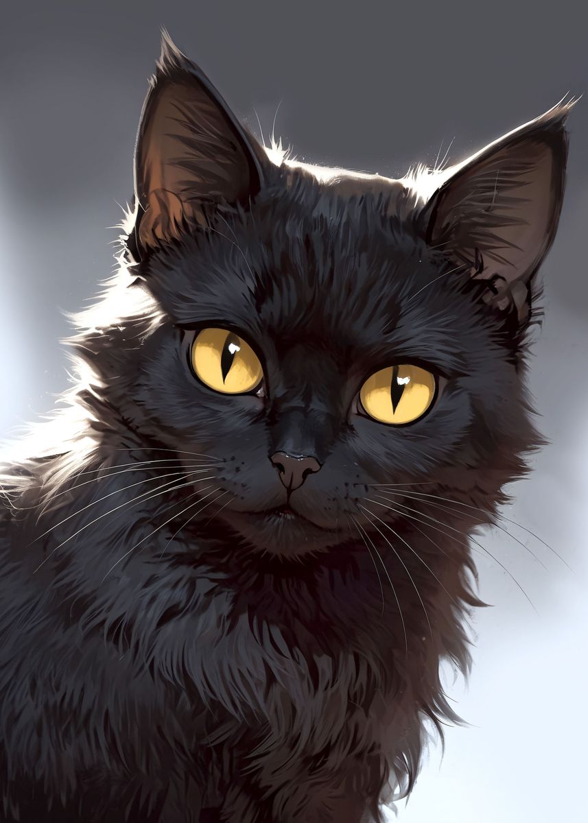 'Cats Eyes of Intrigue' Poster, picture, metal print, paint by Shamoon Ibrahim Rasheed | Displate