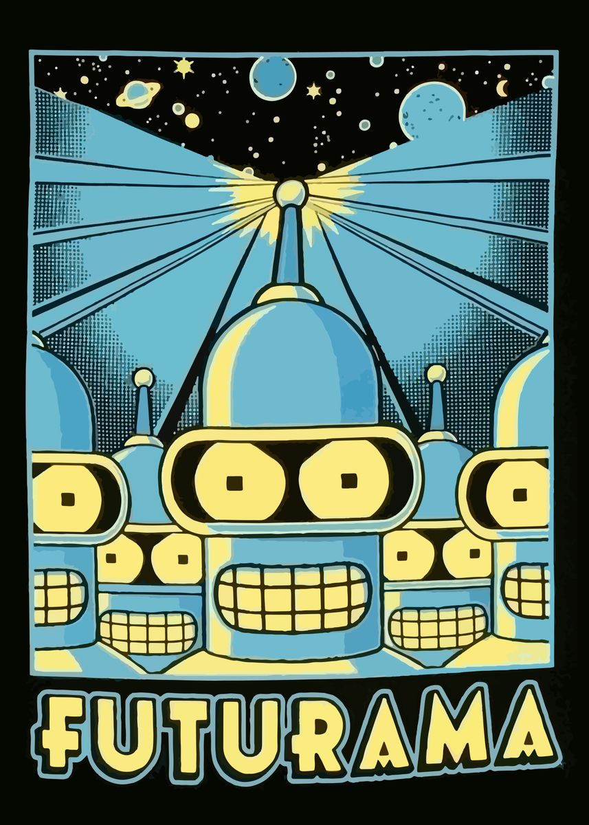 ' futurama robots' Poster, picture, metal print, paint by Santos ...