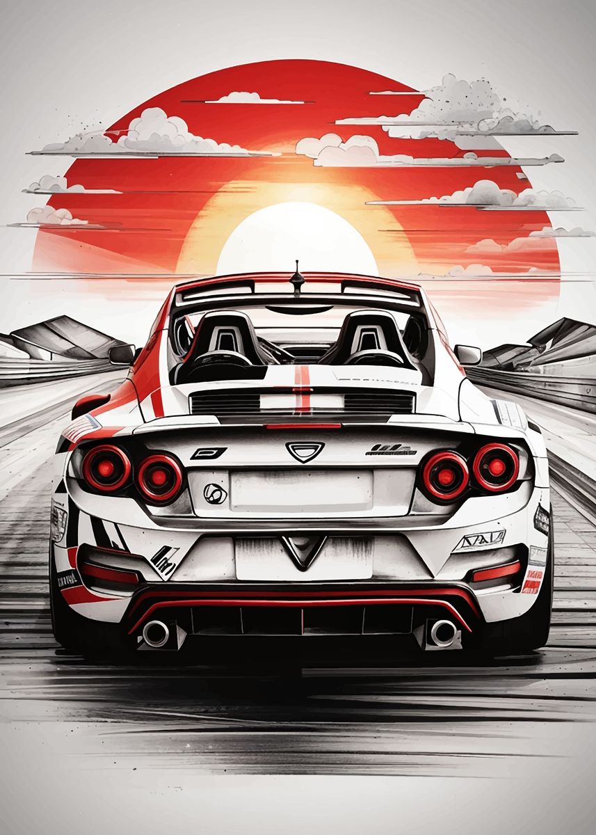 'JDM car Sunset Streak ' Poster, picture, metal print, paint by Anima ...
