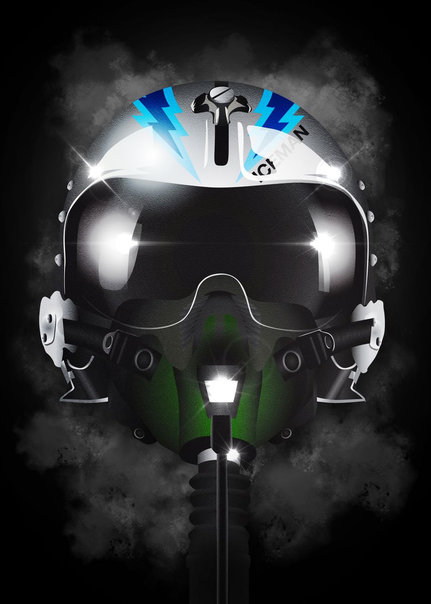 'Iceman Helmet' Poster, picture, metal print, paint by Top Gun | Displate