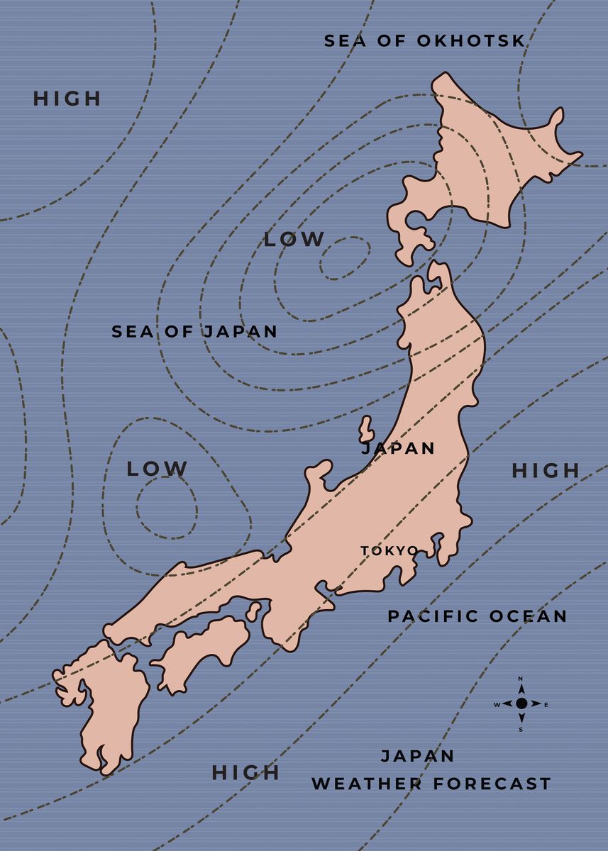 'Japan Weather Map' Poster, picture, metal print, paint by David Green ...