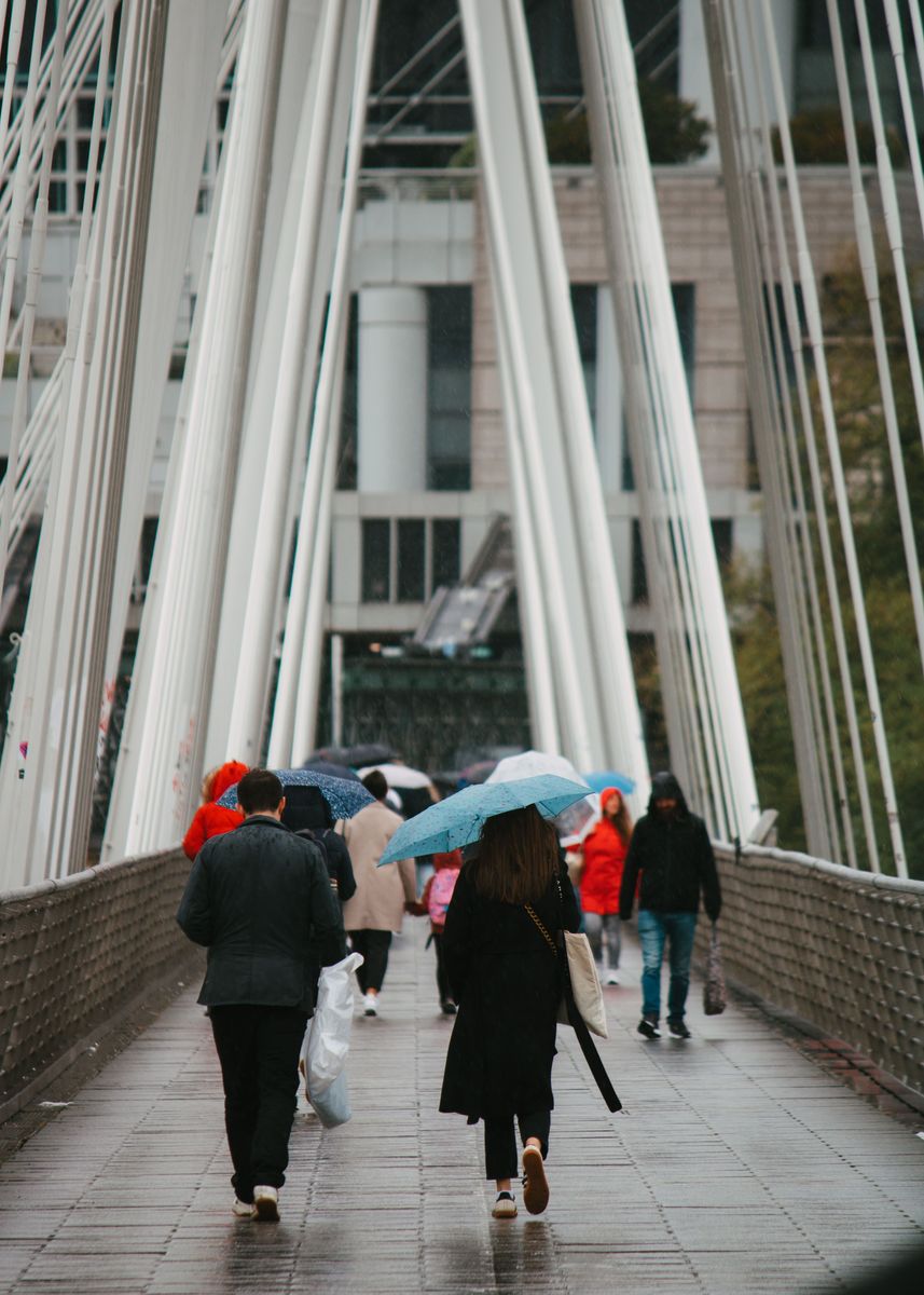 'City Bridge Walkers' Poster, picture, metal print, paint by Hendrik ...