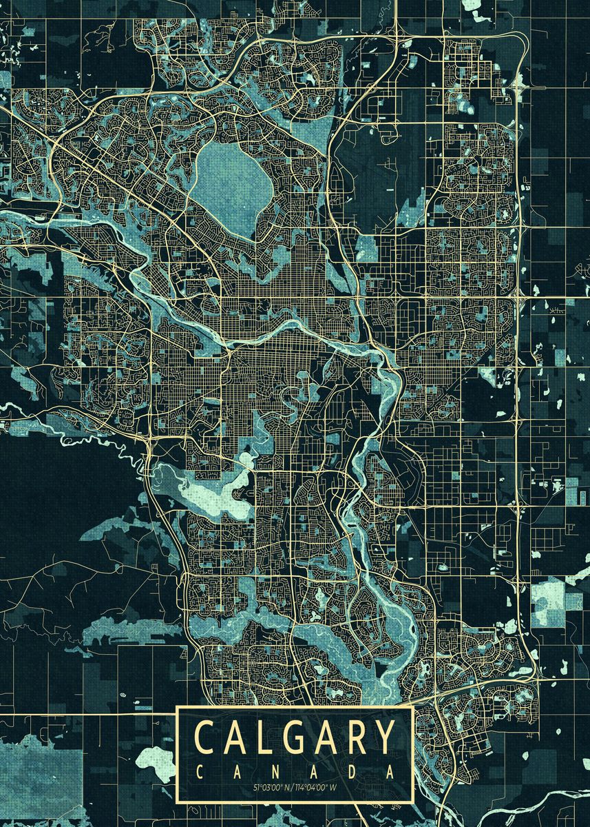 'Calgary City Map Summer' Poster, picture, metal print, paint by deMAP ...