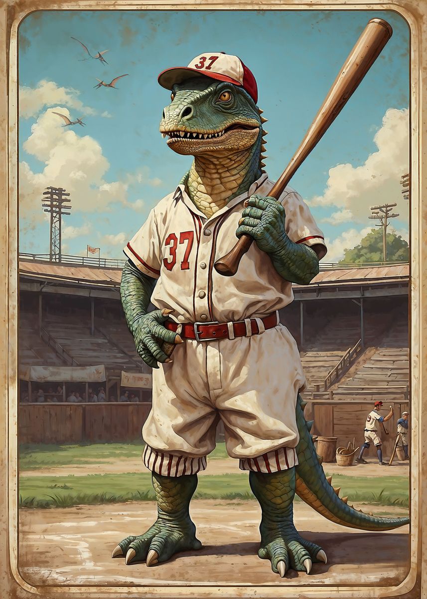 'Dino Baseball Classic 37' Poster, picture, metal print, paint by Mudge ...