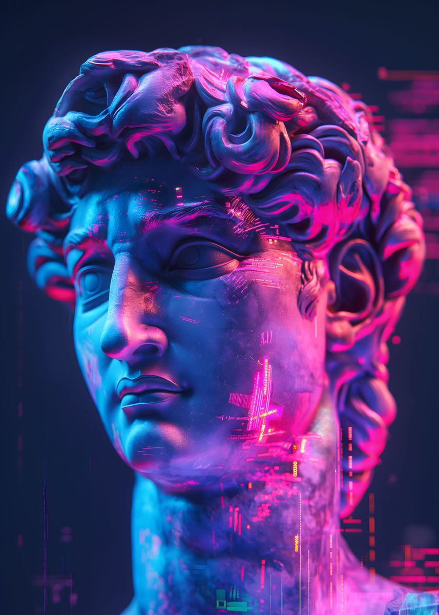 'Neon Renaissance David' Poster, picture, metal print, paint by Future ...