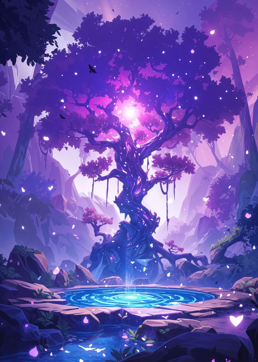 'Purple Magical Tree' Poster, picture, metal print, paint by SuperNova ...