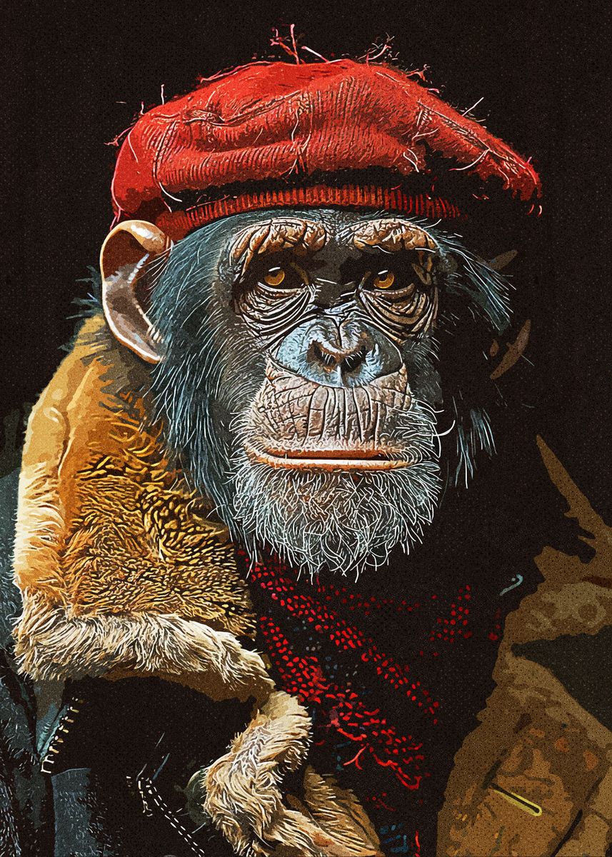 'Vintage Chimp' Poster, picture, metal print, paint by Gomes Leonard ...