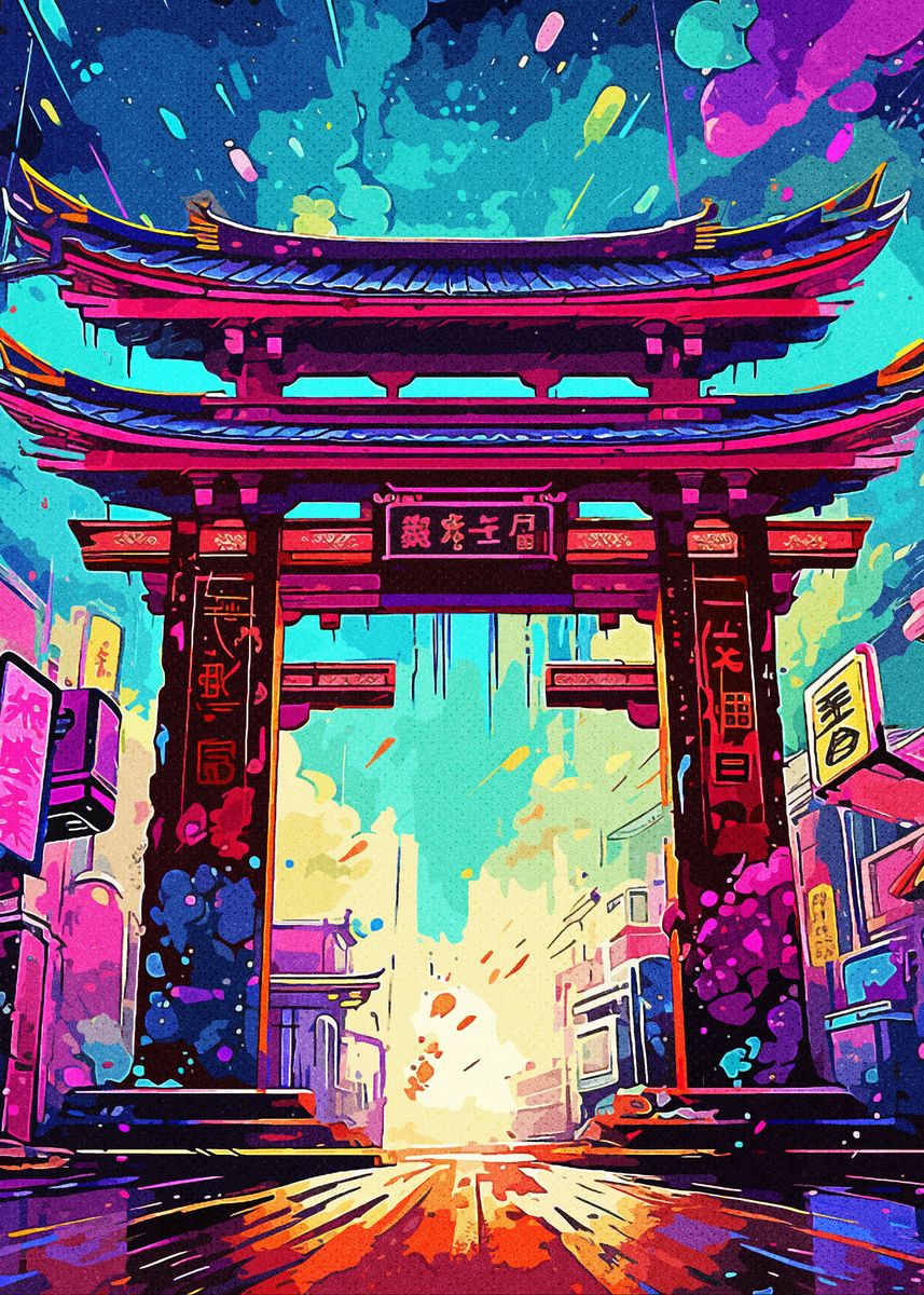 'Painting Colorful Gate ' Poster, picture, metal print, paint by ...