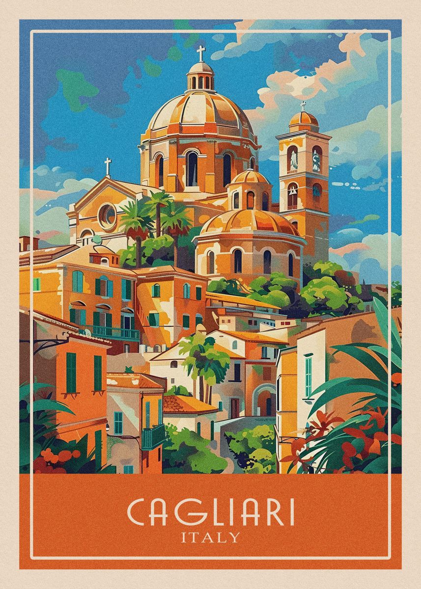 'Cagliari Italy' Poster, picture, metal print, paint by Travel Studio | Displate