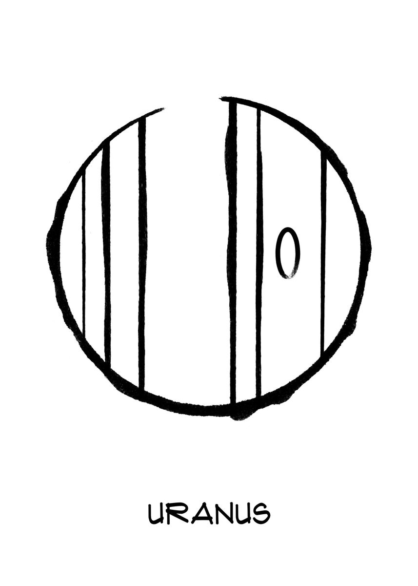 'Planet Uranus Line Art' Poster, picture, metal print, paint by ...