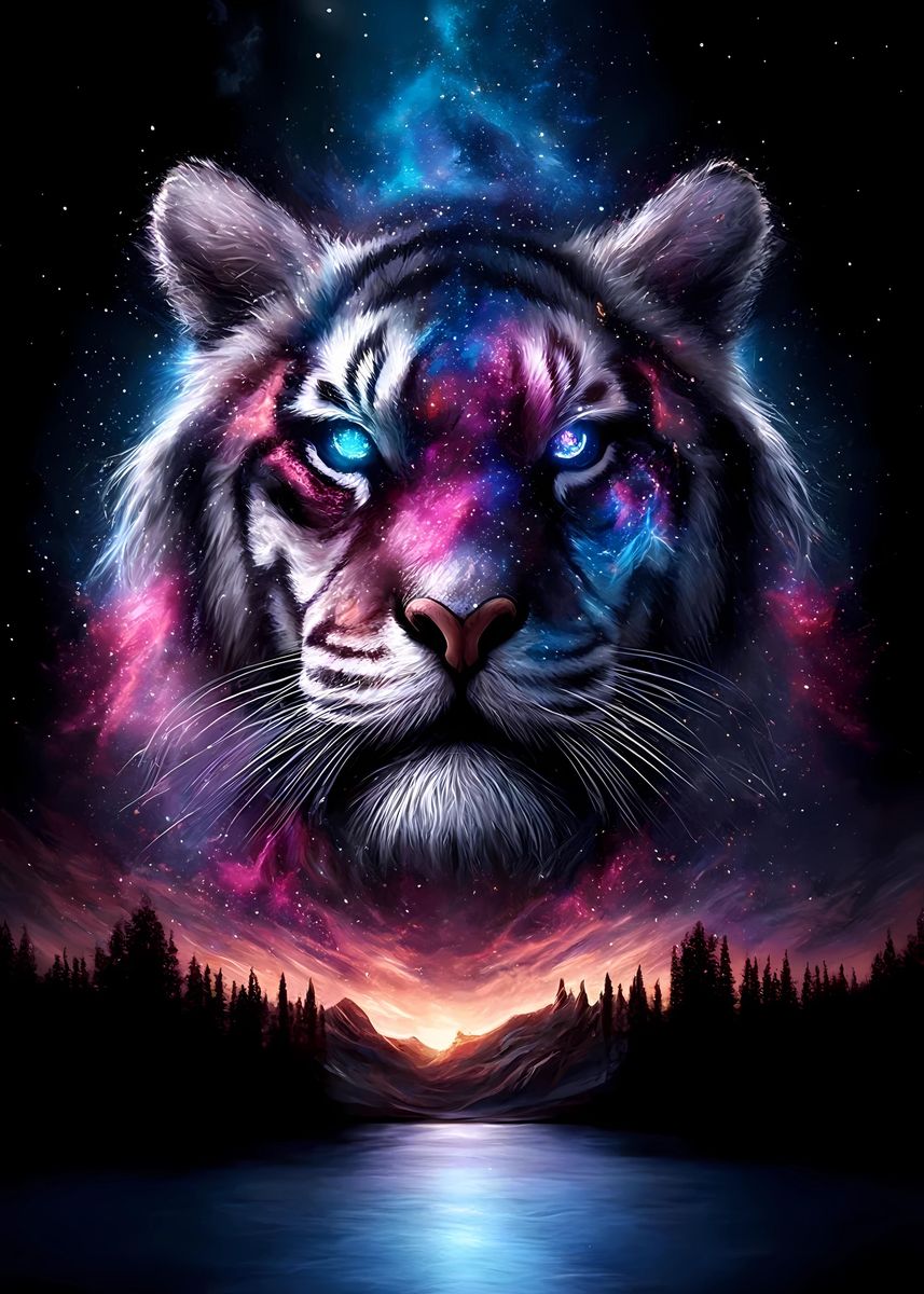 'Cosmic Tiger' Poster, picture, metal print, paint by Dystopian Artwork ...