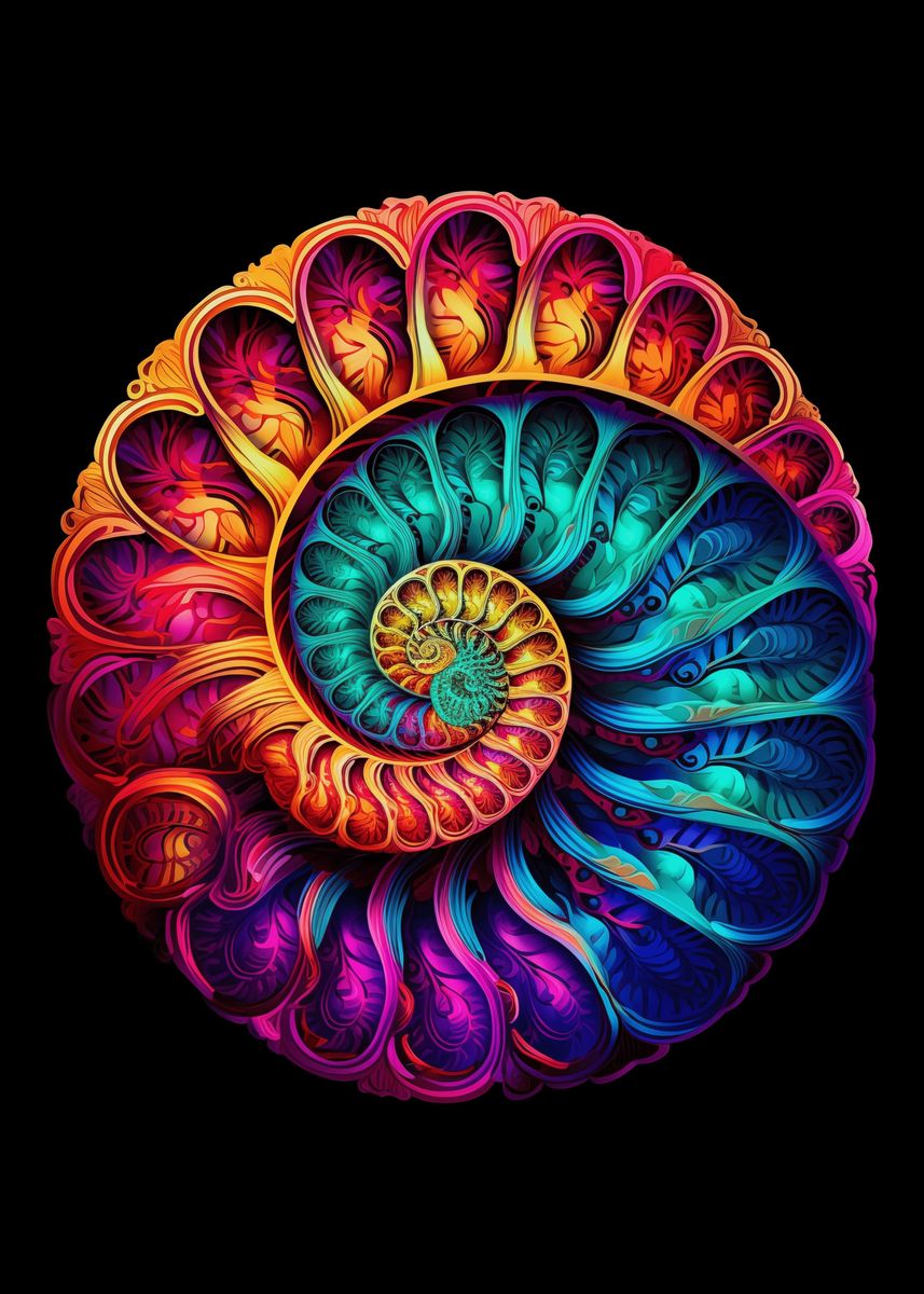 'Ammonite Fossil' Poster, picture, metal print, paint by AestheticAlex ...