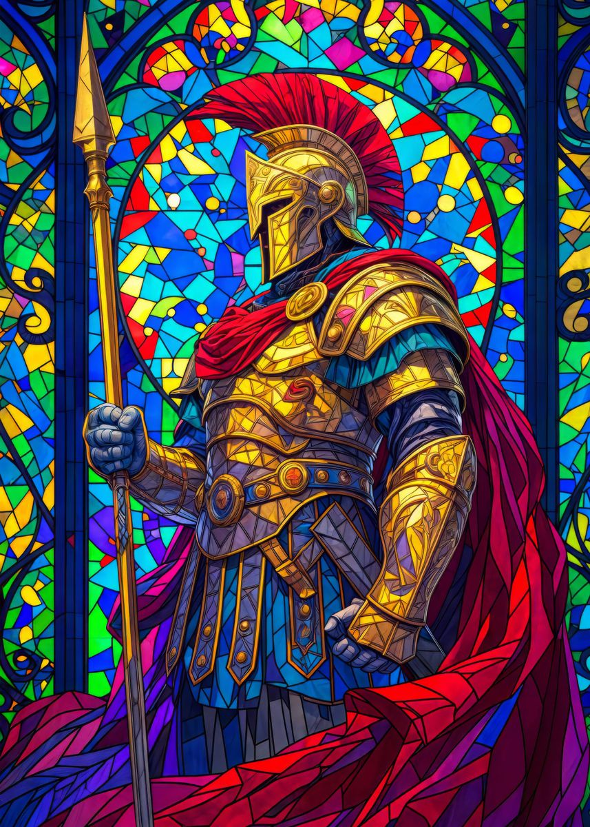 'Stained Glass Spartan' Poster, picture, metal print, paint by Vizio ...
