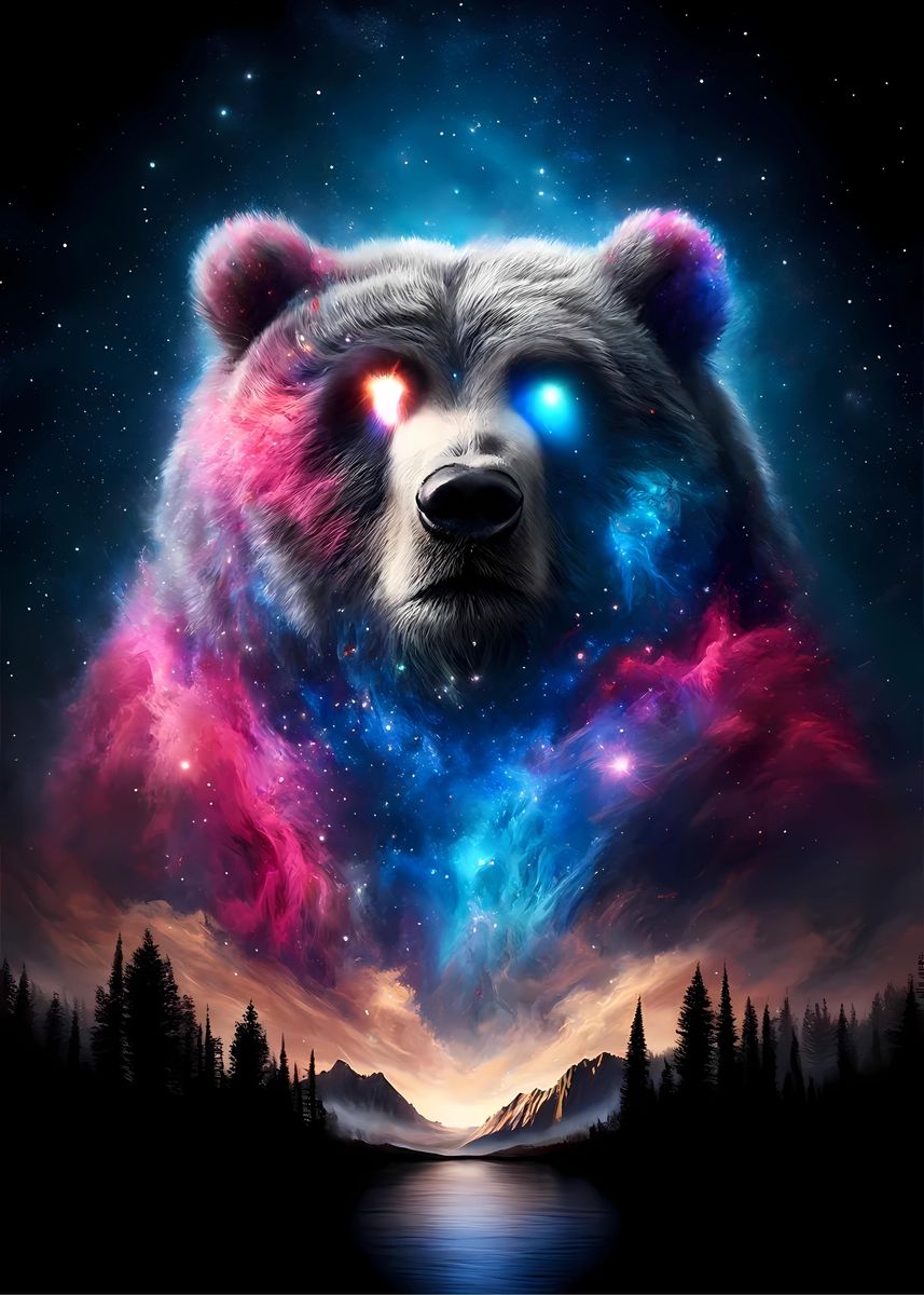 'Cosmic Bear' Poster, picture, metal print, paint by Dystopian Artwork ...