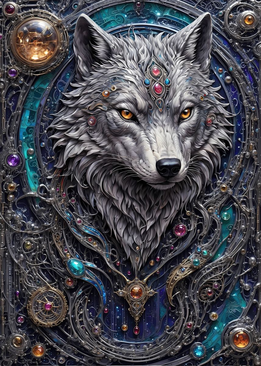 'Techno Wolf Steampunk' Poster, picture, metal print, paint by Luong ...