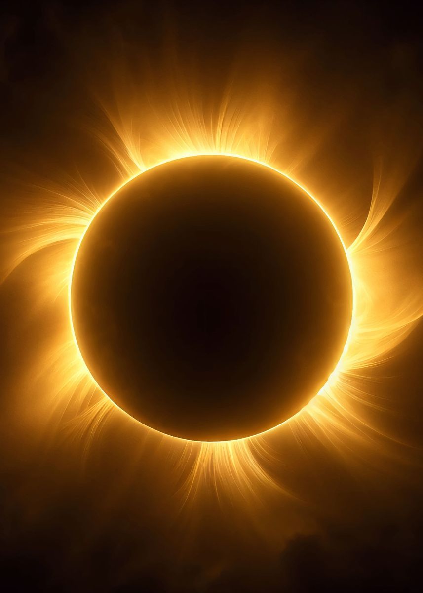 'Golden Eclipse' Poster, picture, metal print, paint by T K | Displate