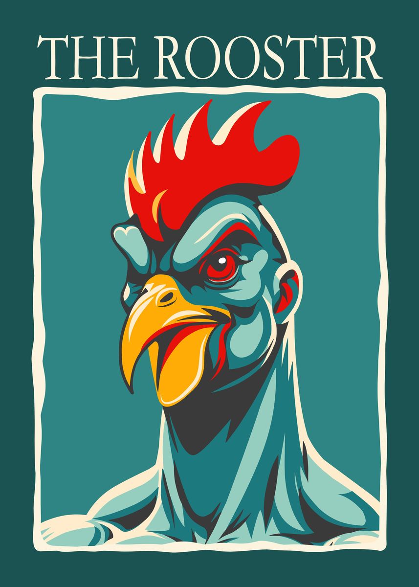 'Rooster Muscles Chicken' Poster, picture, metal print, paint by NIZAM ...