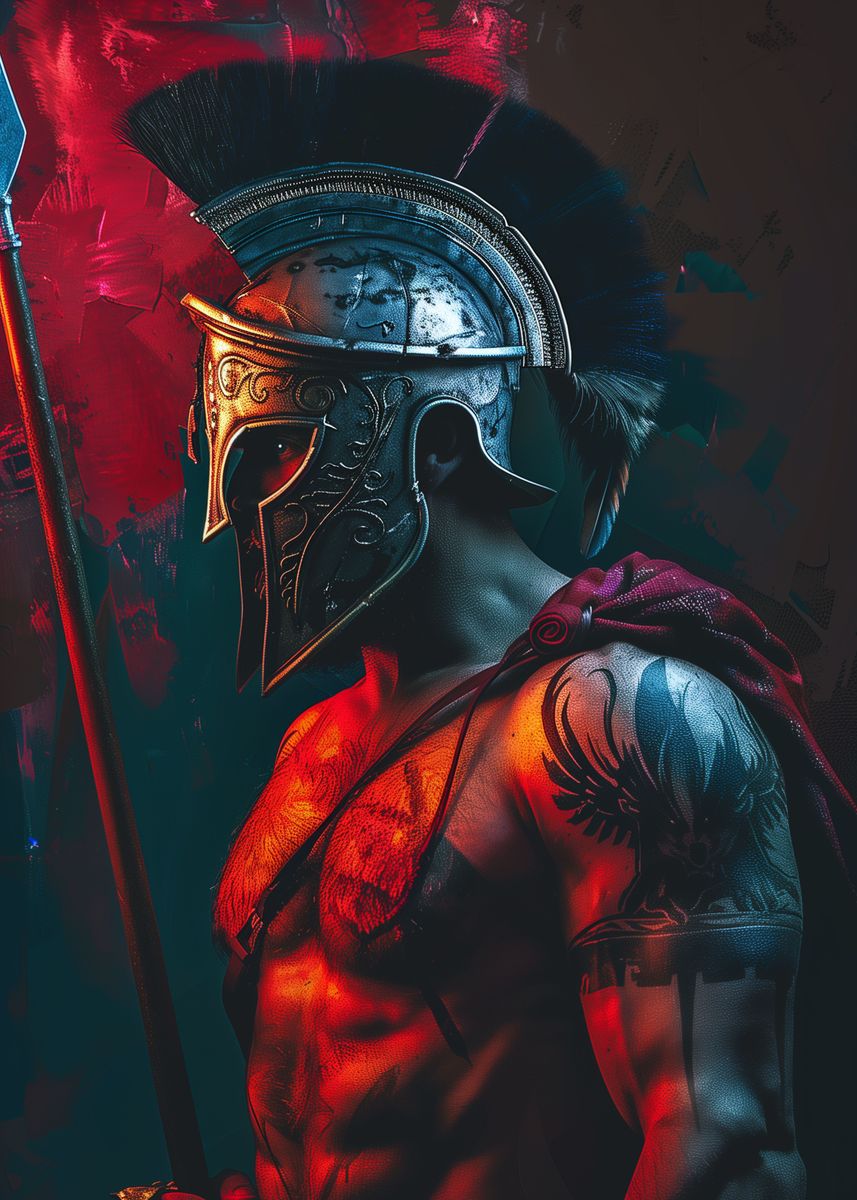 'Great Spartan with Spear' Poster, picture, metal print, paint by ...