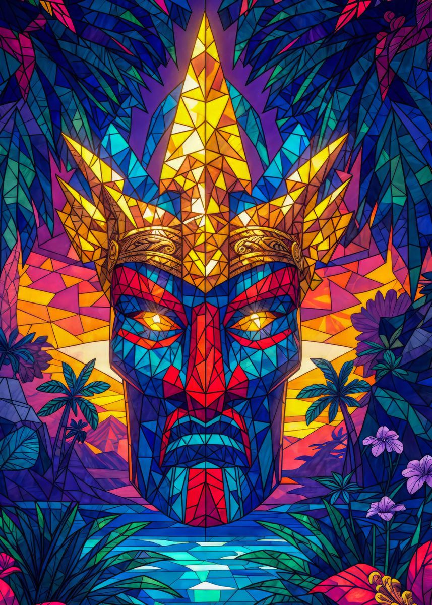 'Tropical Totem' Poster, picture, metal print, paint by Vizio | Displate