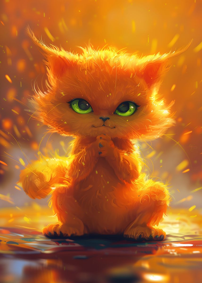 'Unfluffy Yoga Monster' Poster, picture, metal print, paint by Adam ...