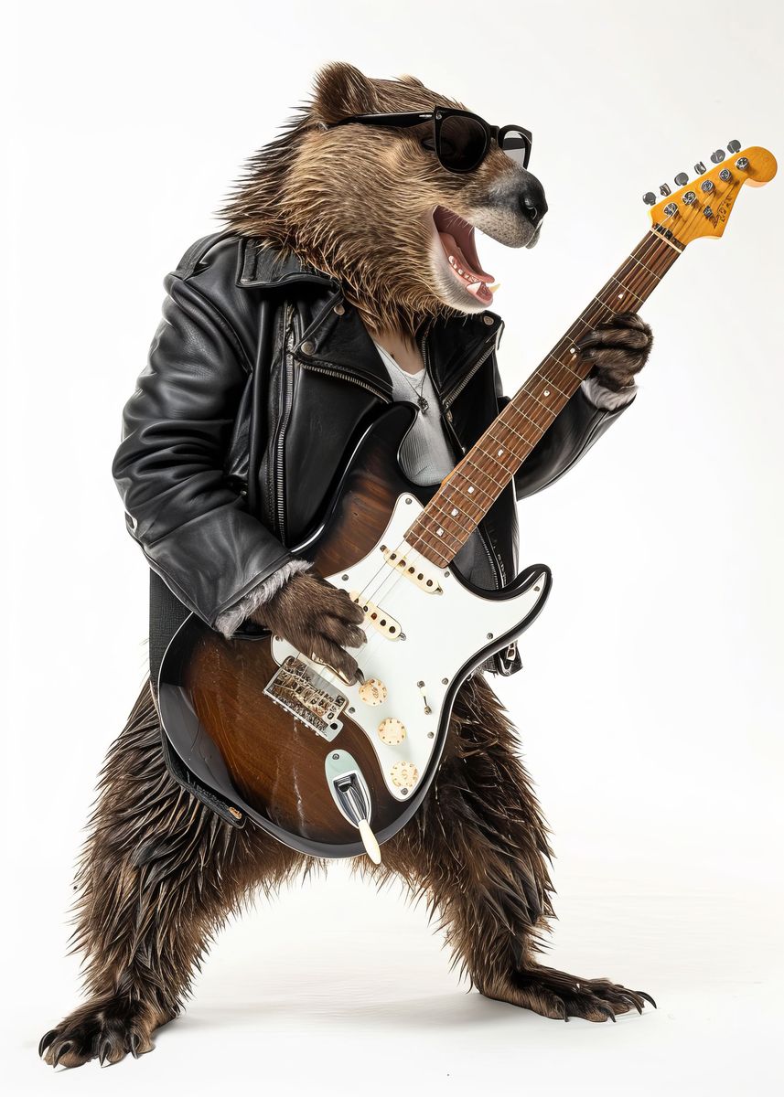 'Beaver Guitar' Poster, picture, metal print, paint by Henning Seiffert ...