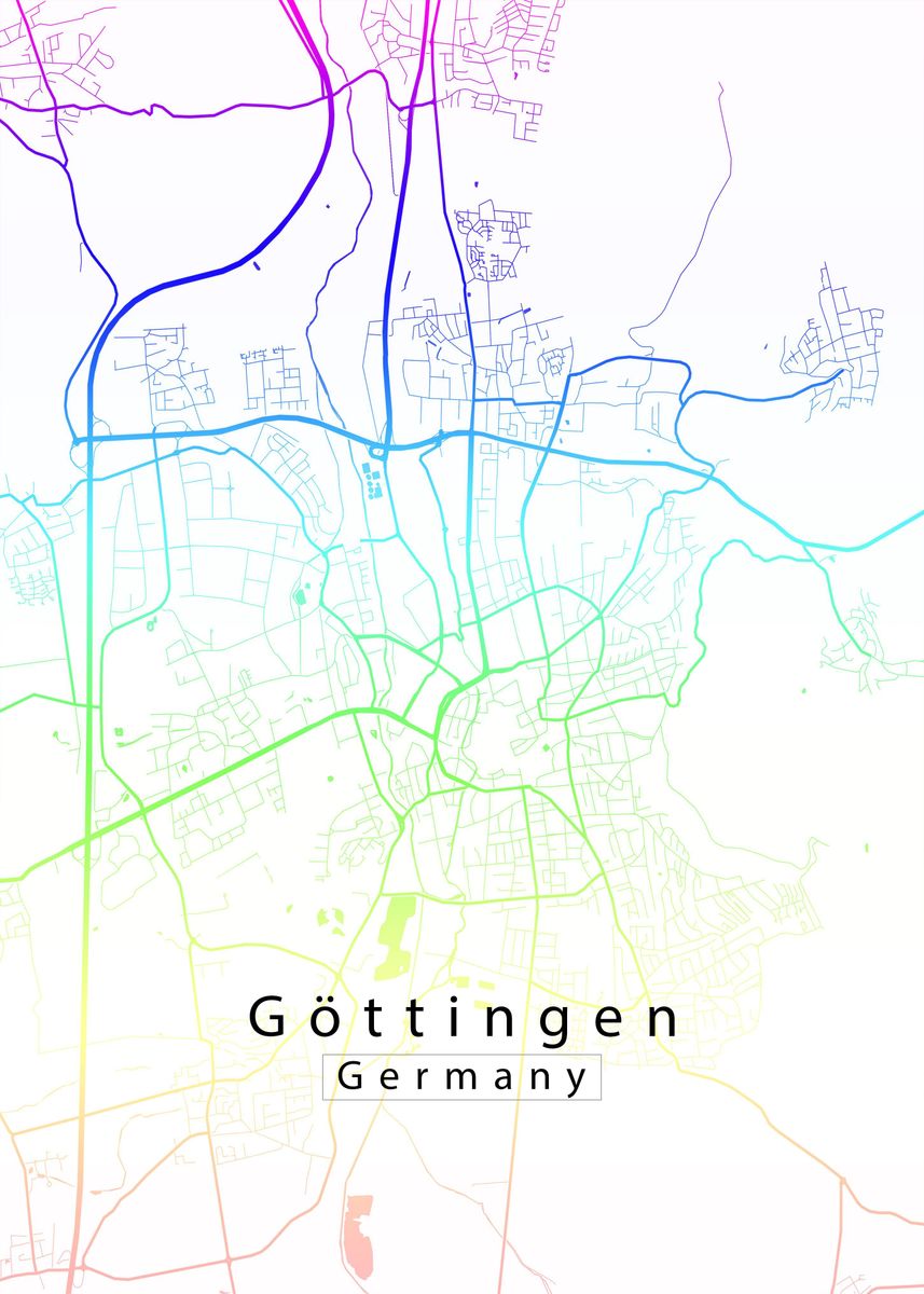 'Goettingen City Map ' Poster, picture, metal print, paint by Robin ...