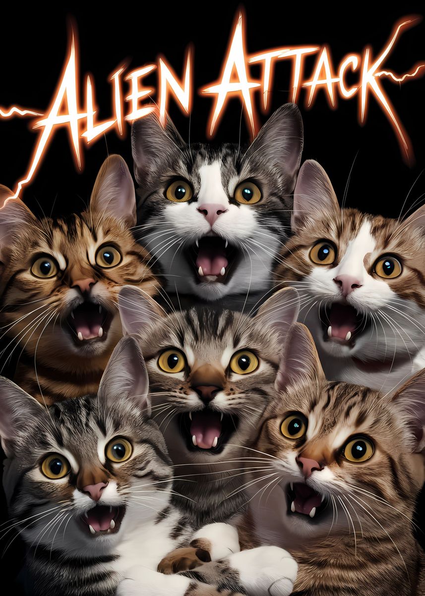 'Six cat funny' Poster, picture, metal print, paint by Ayen Khusna Art ...