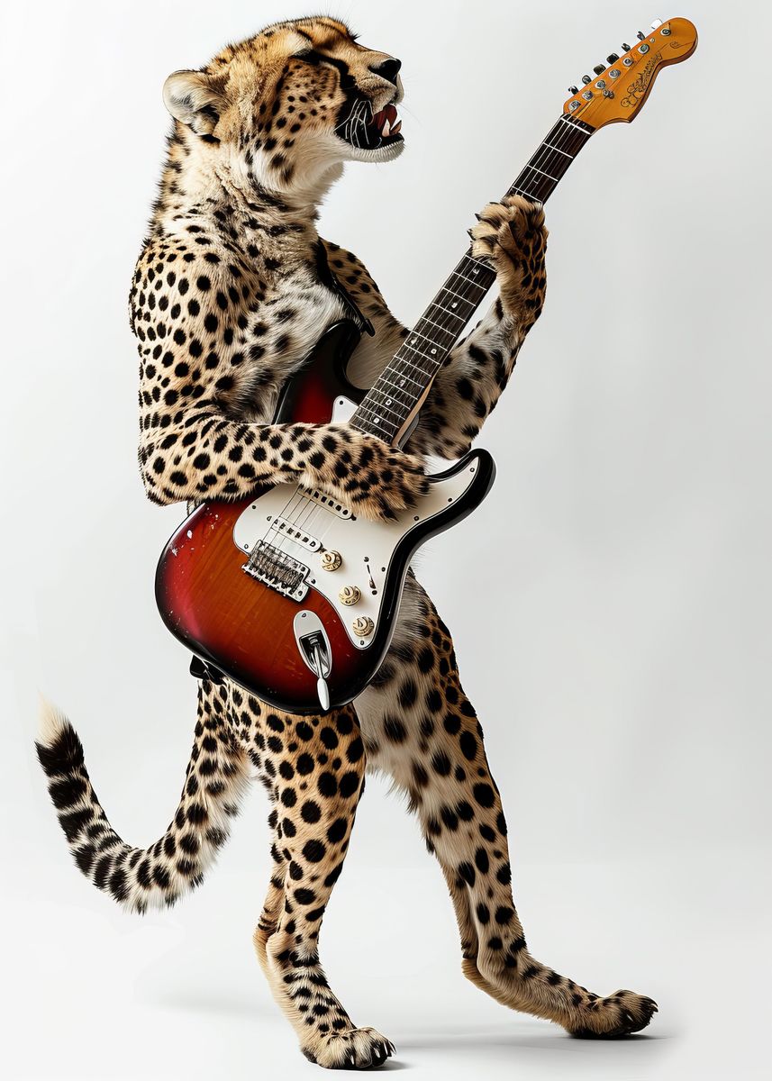'Cheetah Guitar' Poster, picture, metal print, paint by Henning ...