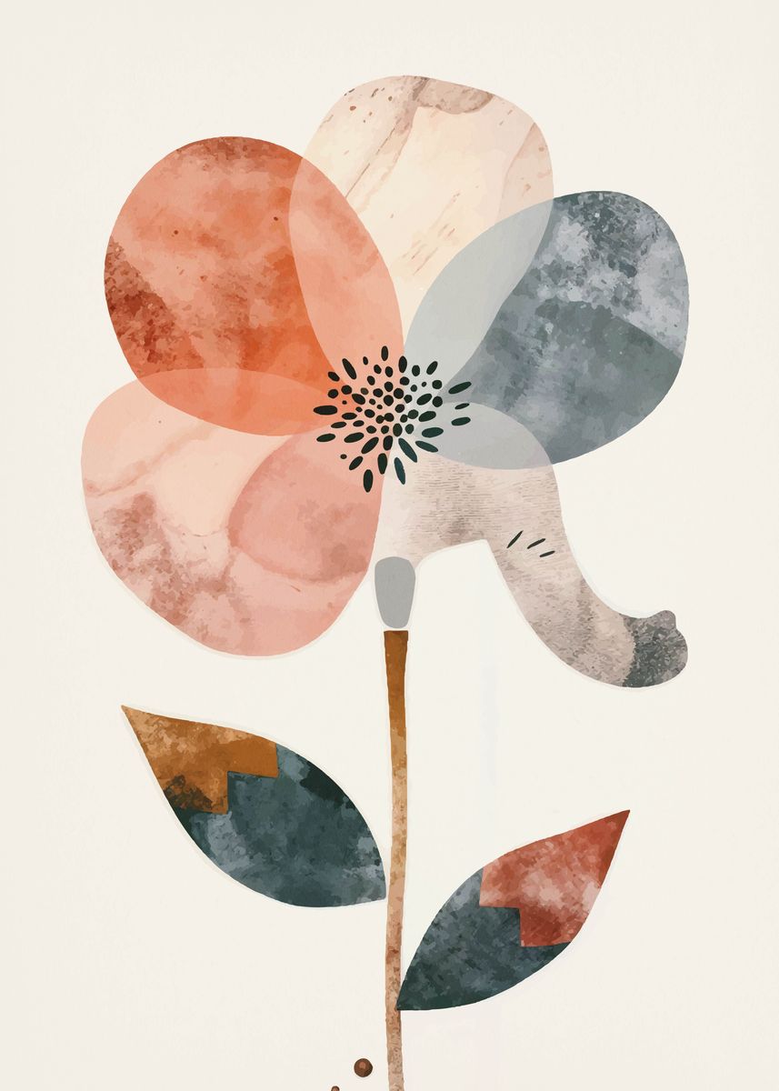 'minimalist flower' Poster, picture, metal print, paint by EPL Retro ...