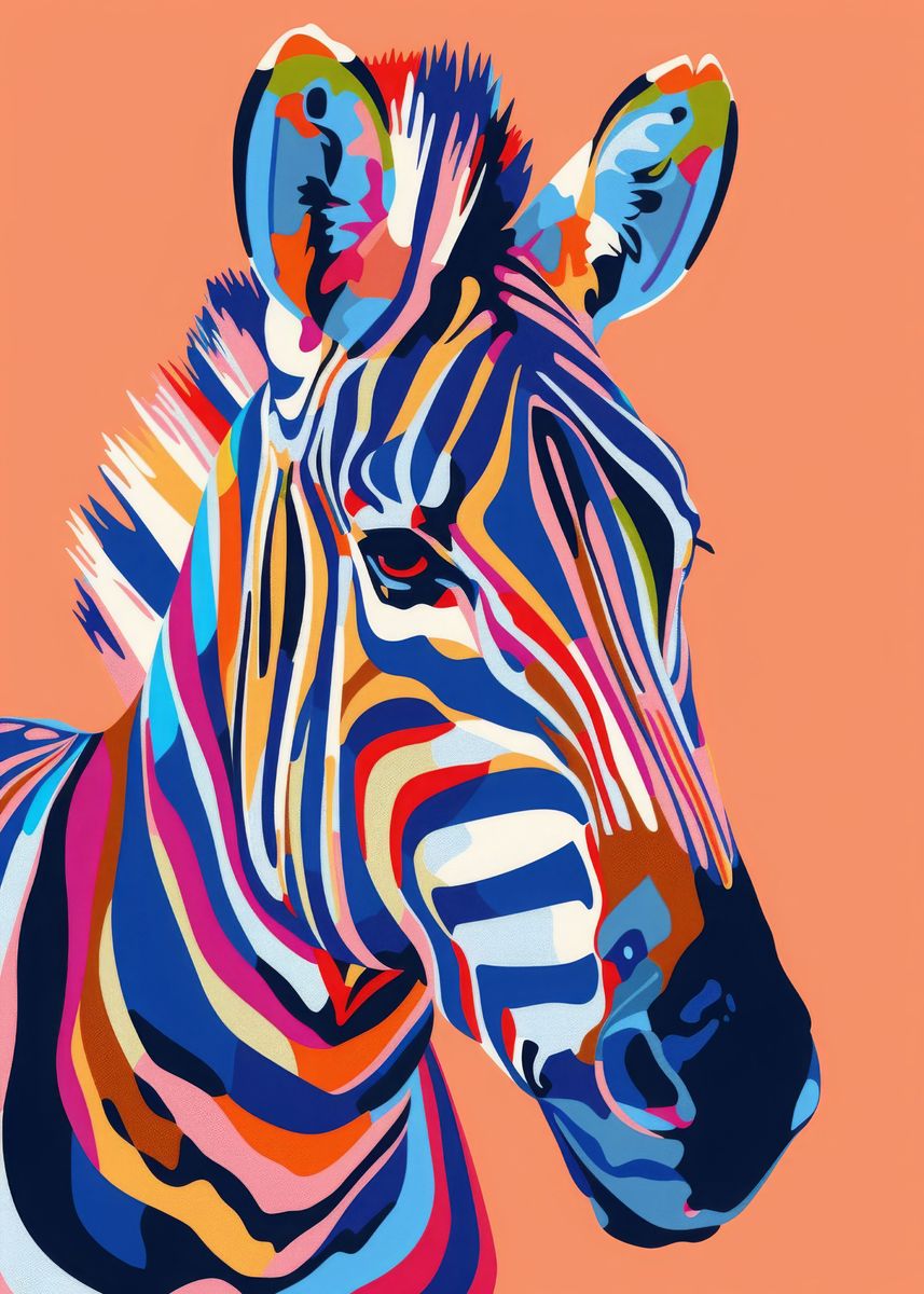 'Zebra Abstract Flat' Poster, picture, metal print, paint by Ray Faye ...