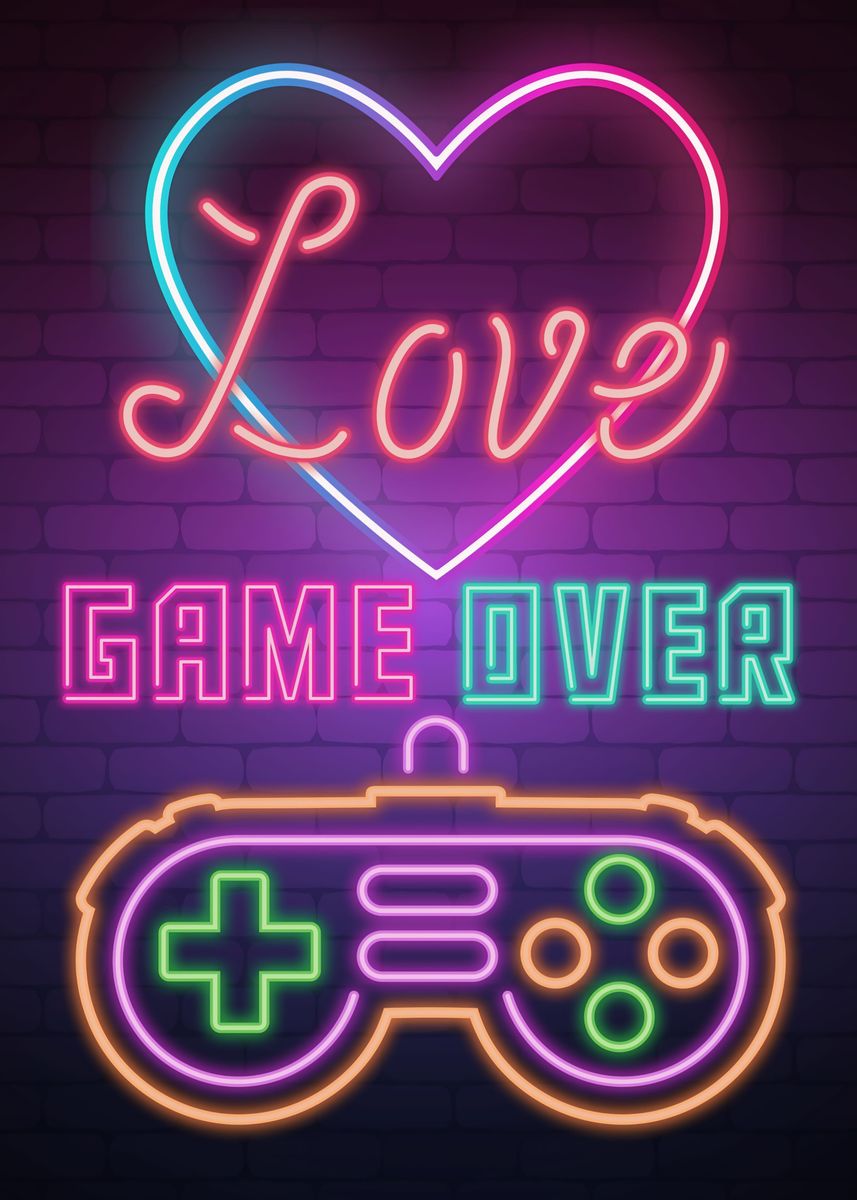 'Love Game Over' Poster, picture, metal print, paint by Jaman Store Art ...