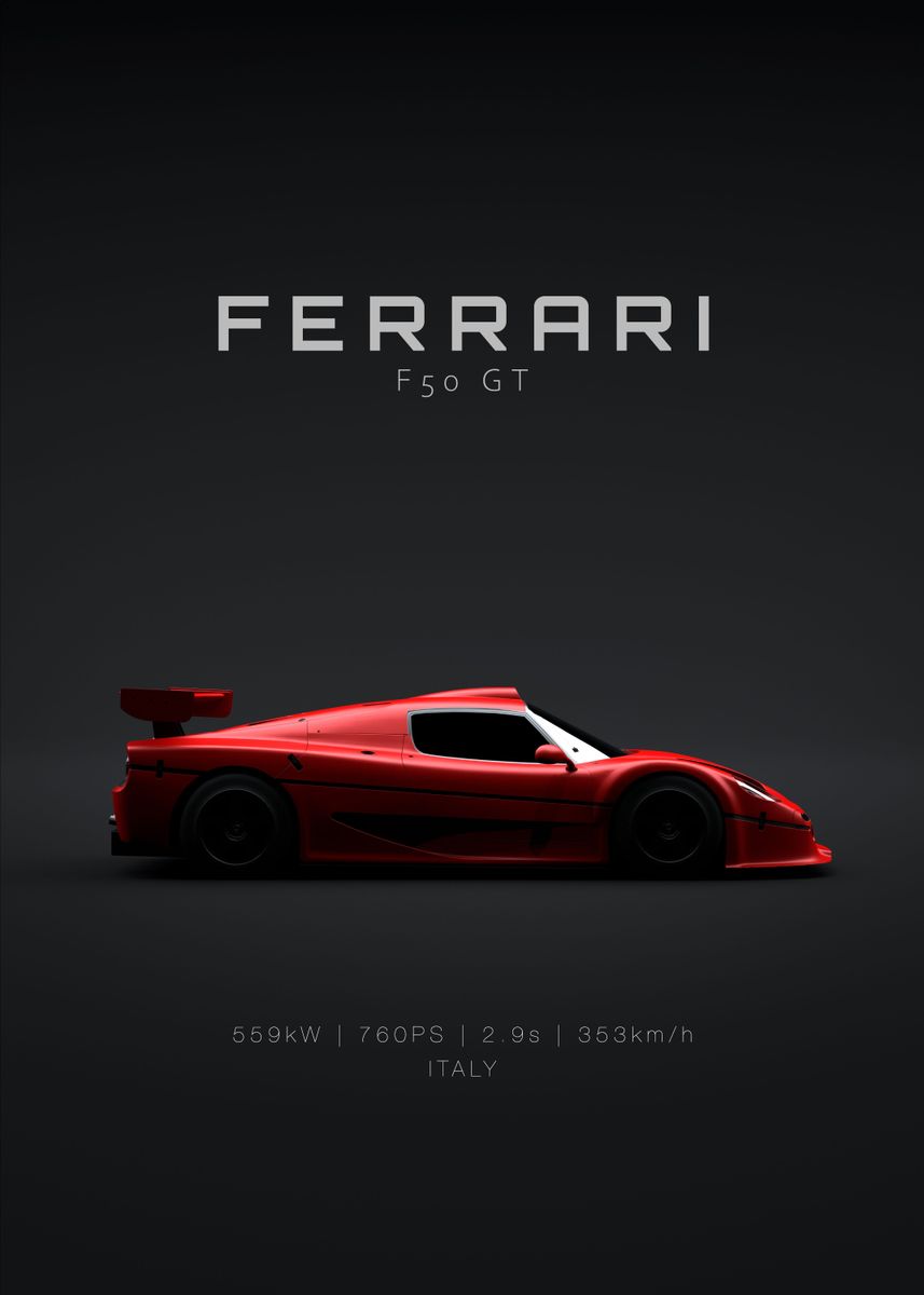'1996 Ferrari F50 GT' Poster, picture, metal print, paint by 21 MXM ...