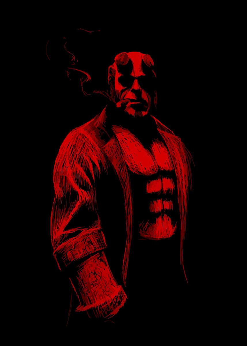 'hellbo red in the dark' Poster, picture, metal print, paint by Olgan ...