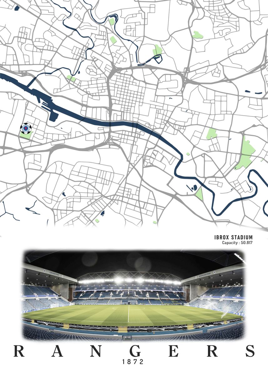 'FSM Ibrox Stadium Rangers ' Poster, picture, metal print, paint by ...