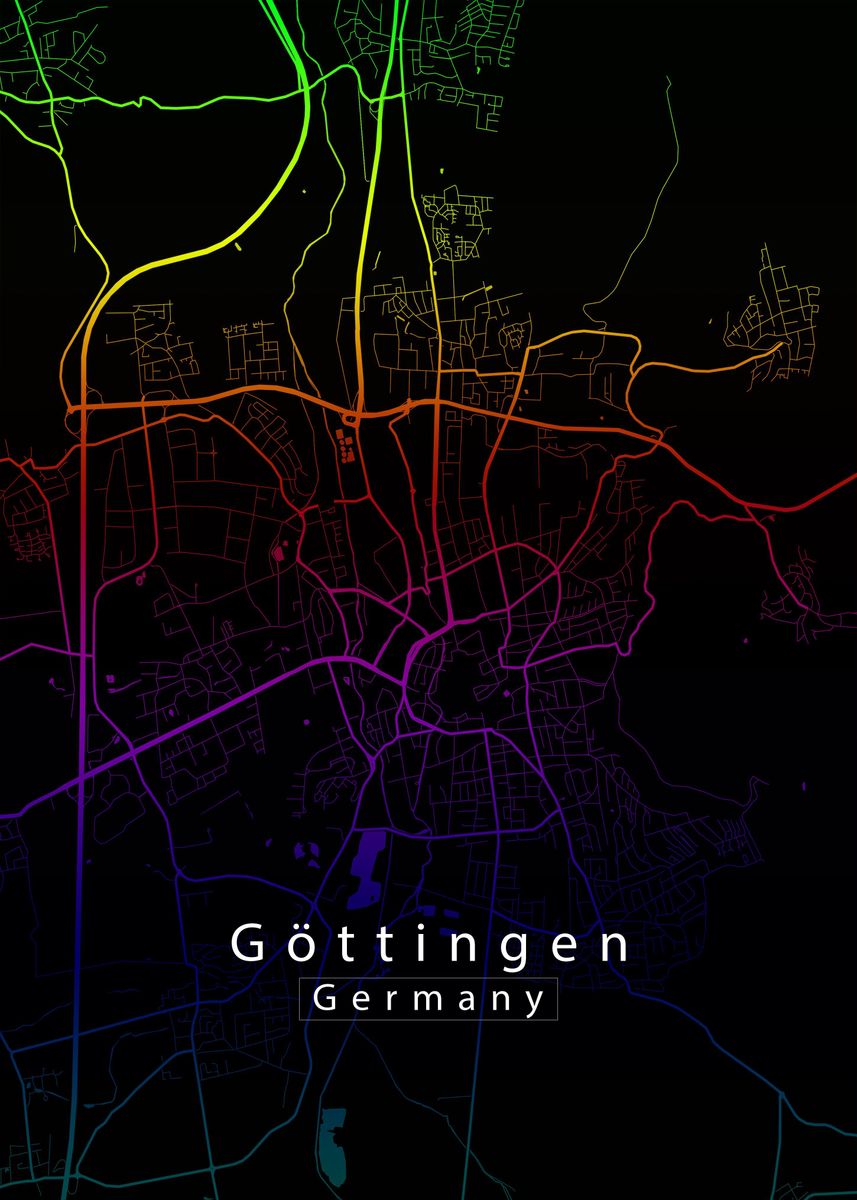 'Goettingen City Map ' Poster, picture, metal print, paint by Robin ...