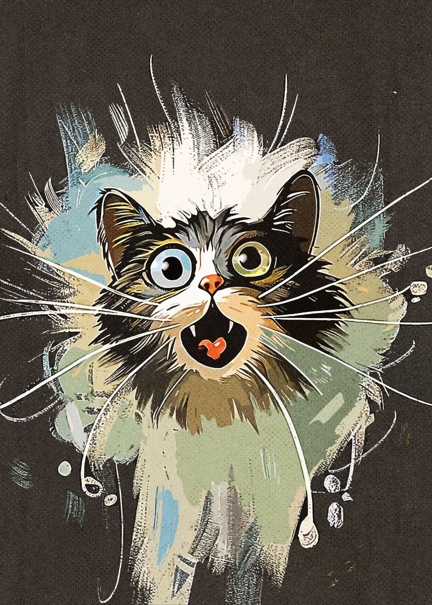 'Meme Cat Splatter' Poster, picture, metal print, paint by Lucky Star ...