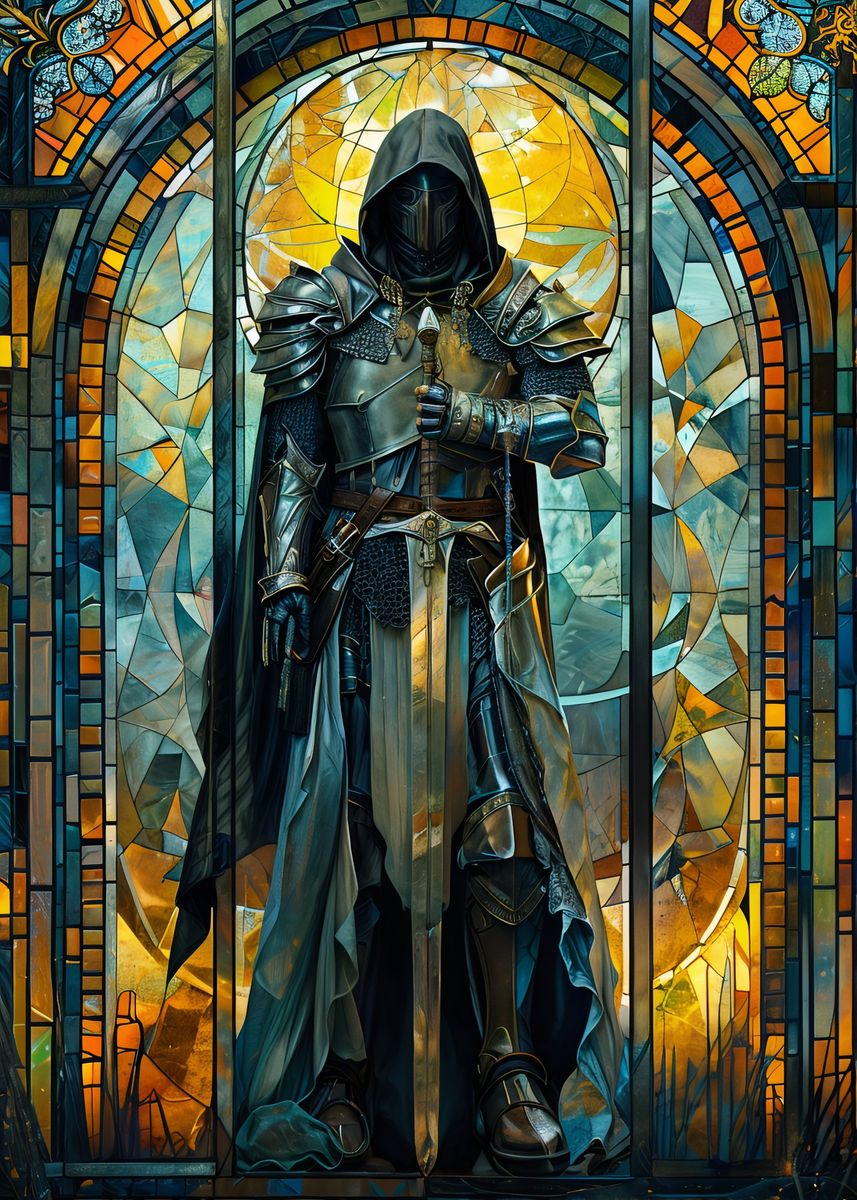 'Stained Glass Knight' Poster, picture, metal print, paint by ...